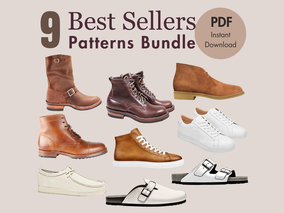 Men’s Shoe Patterns Bundle – 9 Footwear PDF Patterns for Shoemaking ...