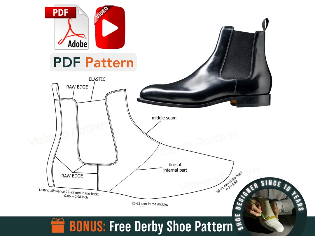 Patterns Boots Chelsea - Sewing Shoes Pattern PDF - Leather Boots ...
