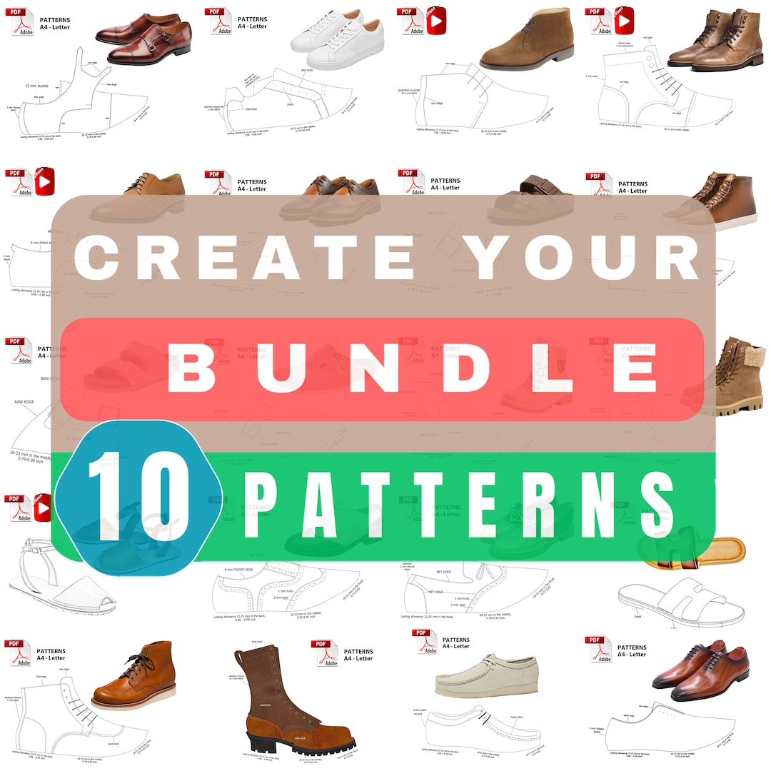 Shoe Sewing Patterns: Create Your Own Bundle - 10 PDF Templates - Etsy