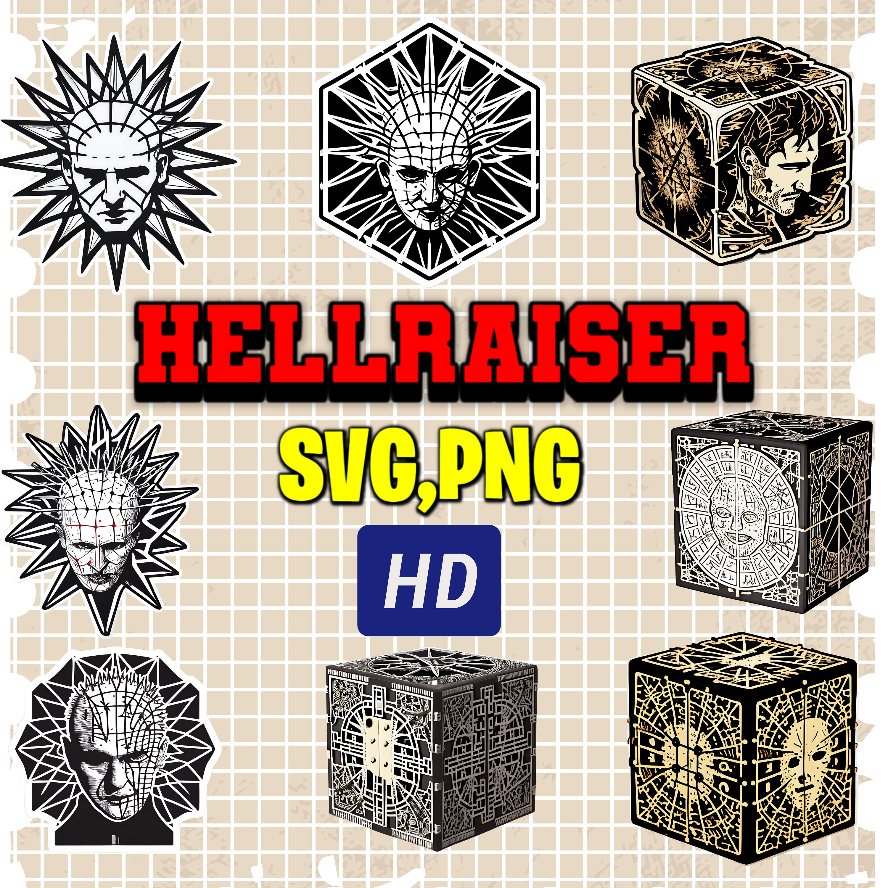 Hellraiser Puzzle Cube Box Panels Vector Digital Clipart SVG PNG Files ...