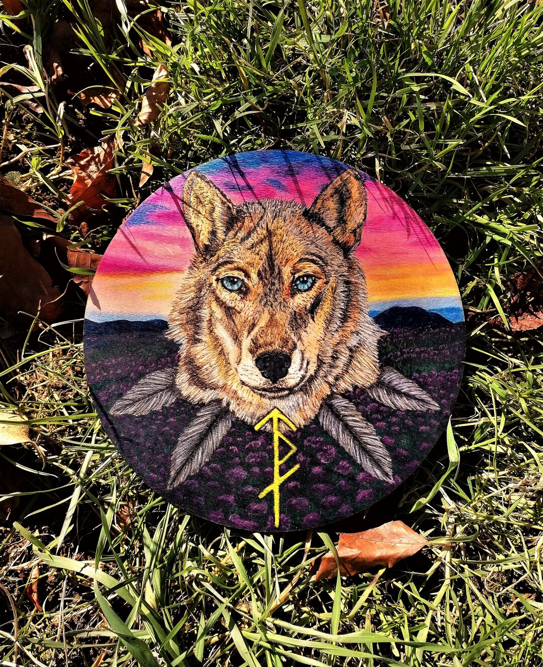 Mural Wolf With Bindrune strength - Etsy