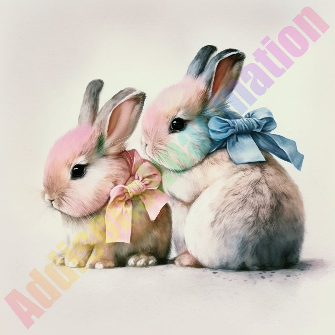 Adorable Bunny Print Nursery Wall Art Baby Animal Posters Printable ...