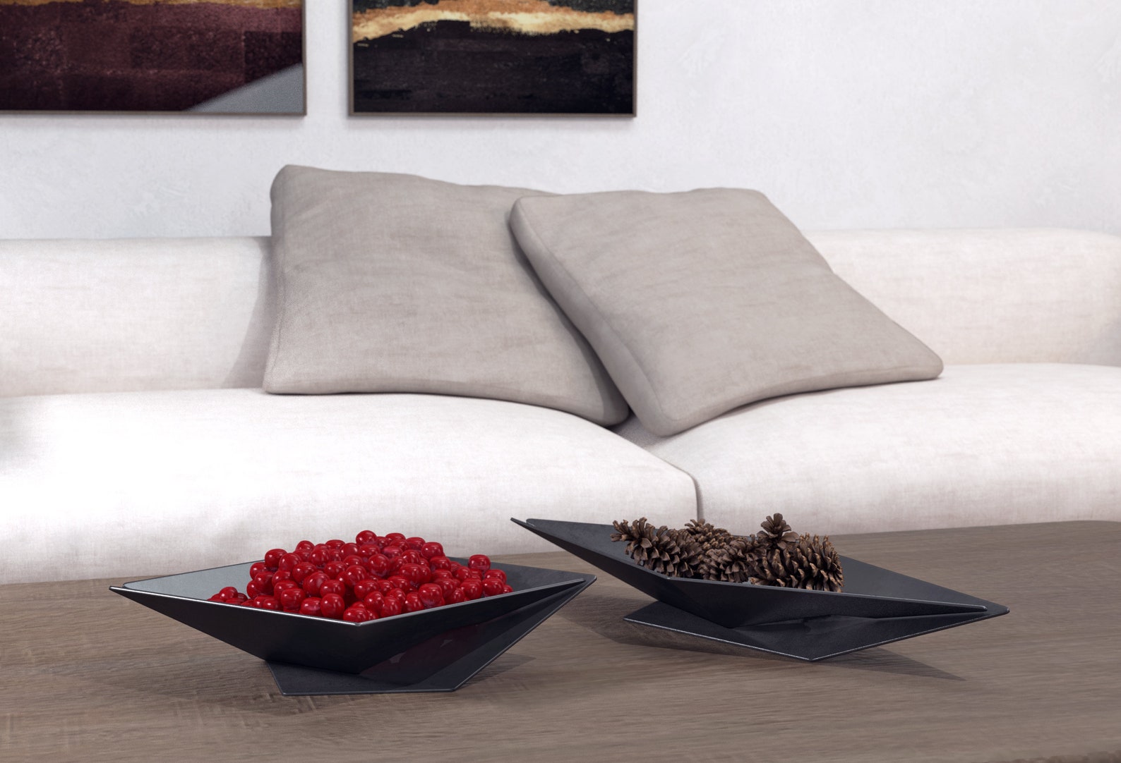 Contemporary Metal Bowl | Mid Century Centerpiece | Coffee Table Bowl ...