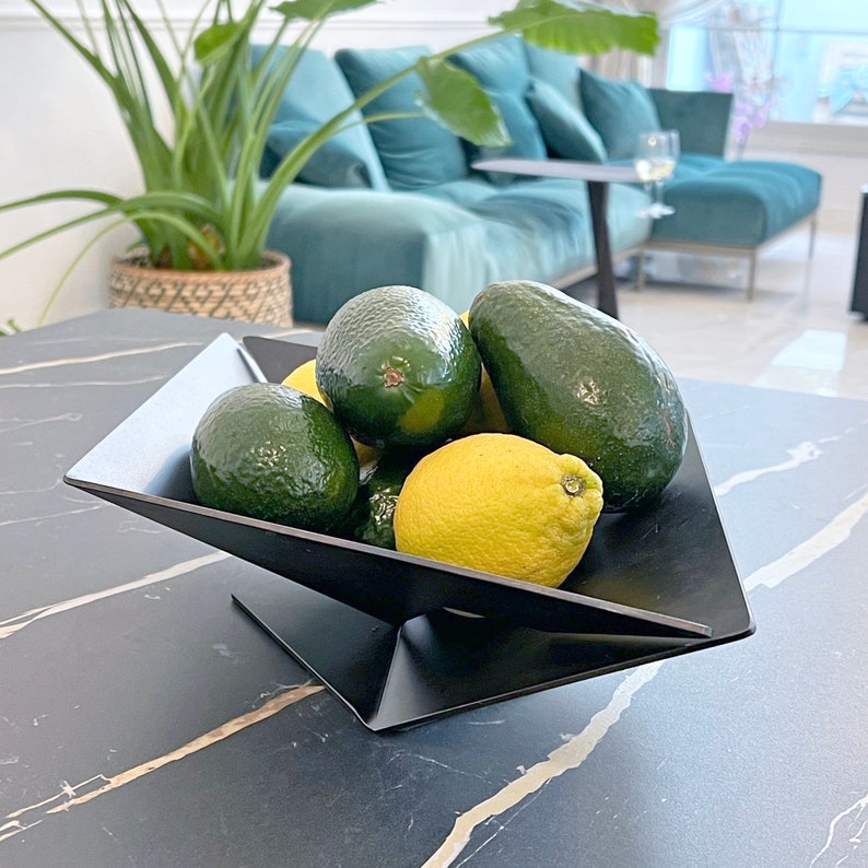 Contemporary Metal Bowl Mid Century Centerpiece Coffee Table Bowl Fruit ...
