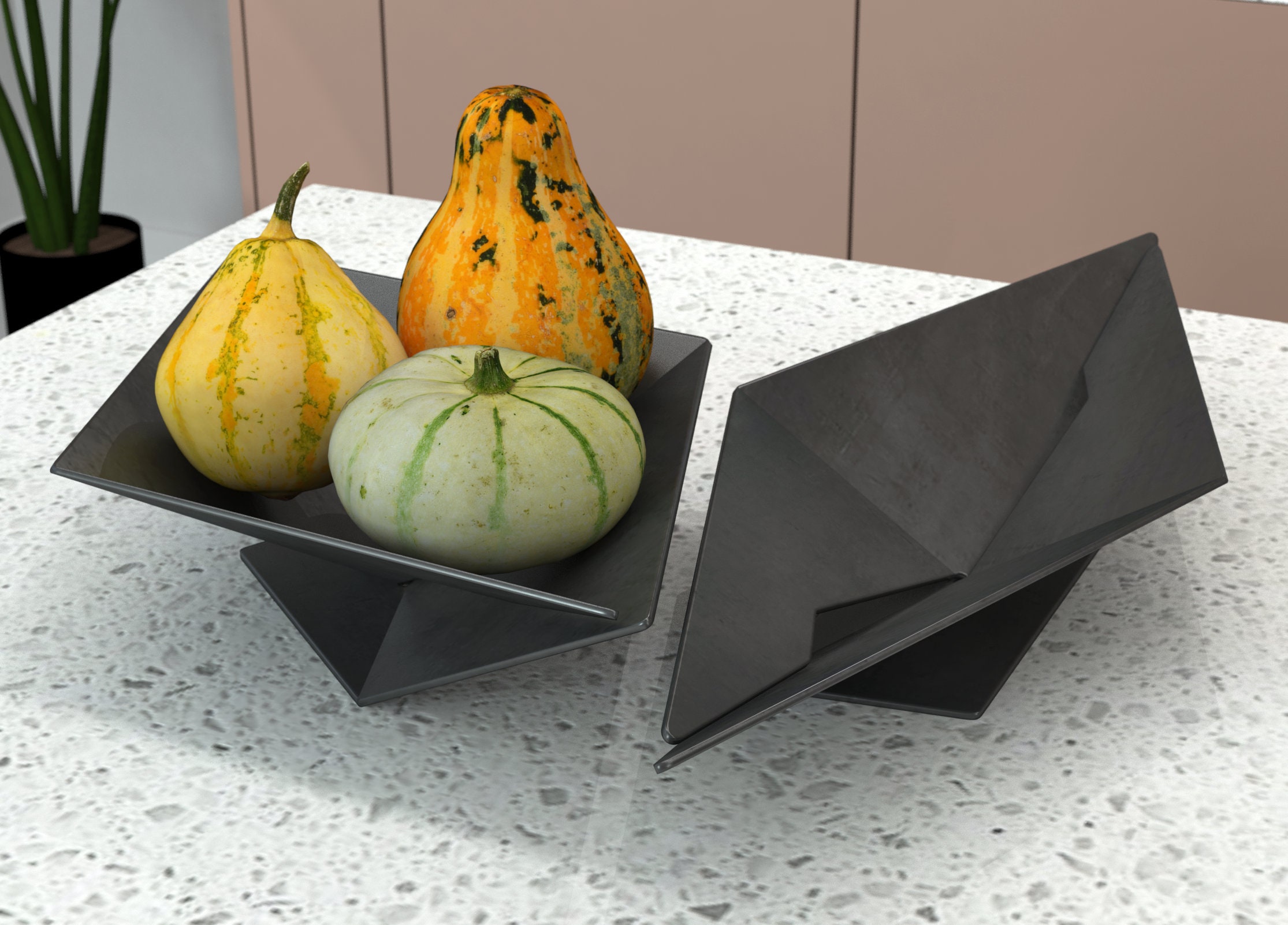 Contemporary Metal Bowl | Mid Century Centerpiece | Coffee Table Bowl ...