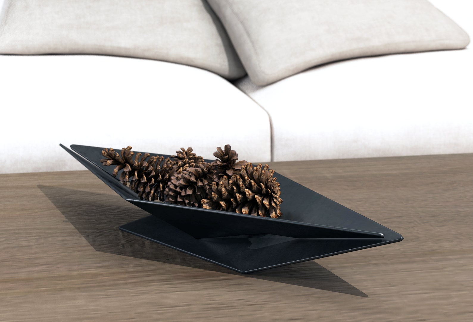 Contemporary Metal Bowl | Mid Century Centerpiece | Coffee Table Bowl ...