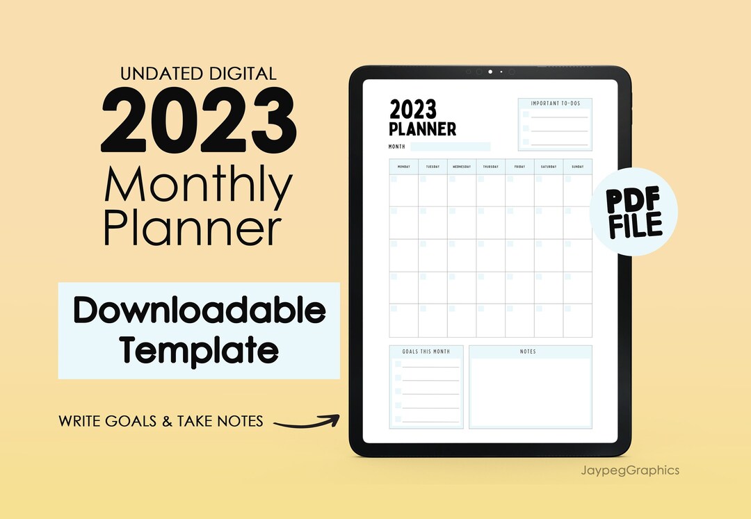 Digital Planner | 2023 Monthly Calendar Template | Weekly Undated ...