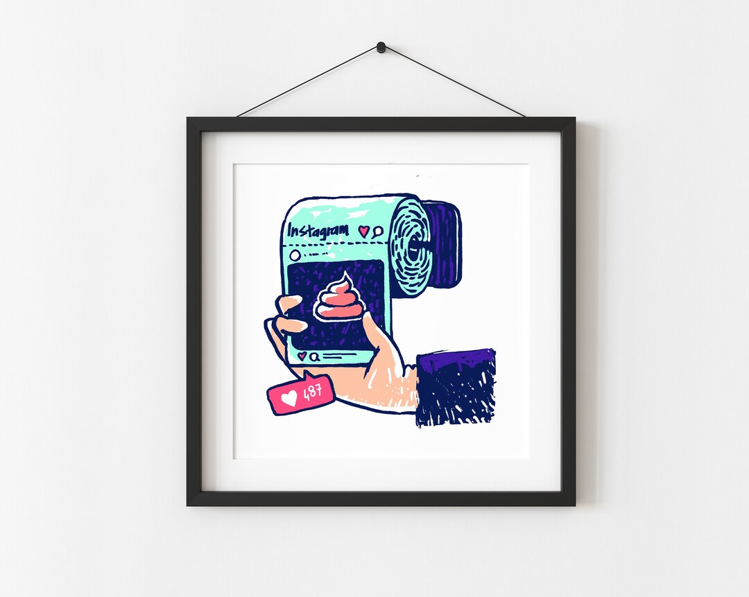 Funy Instagram Poop Illustration Office Wall Art Print, Minimalist Gift ...
