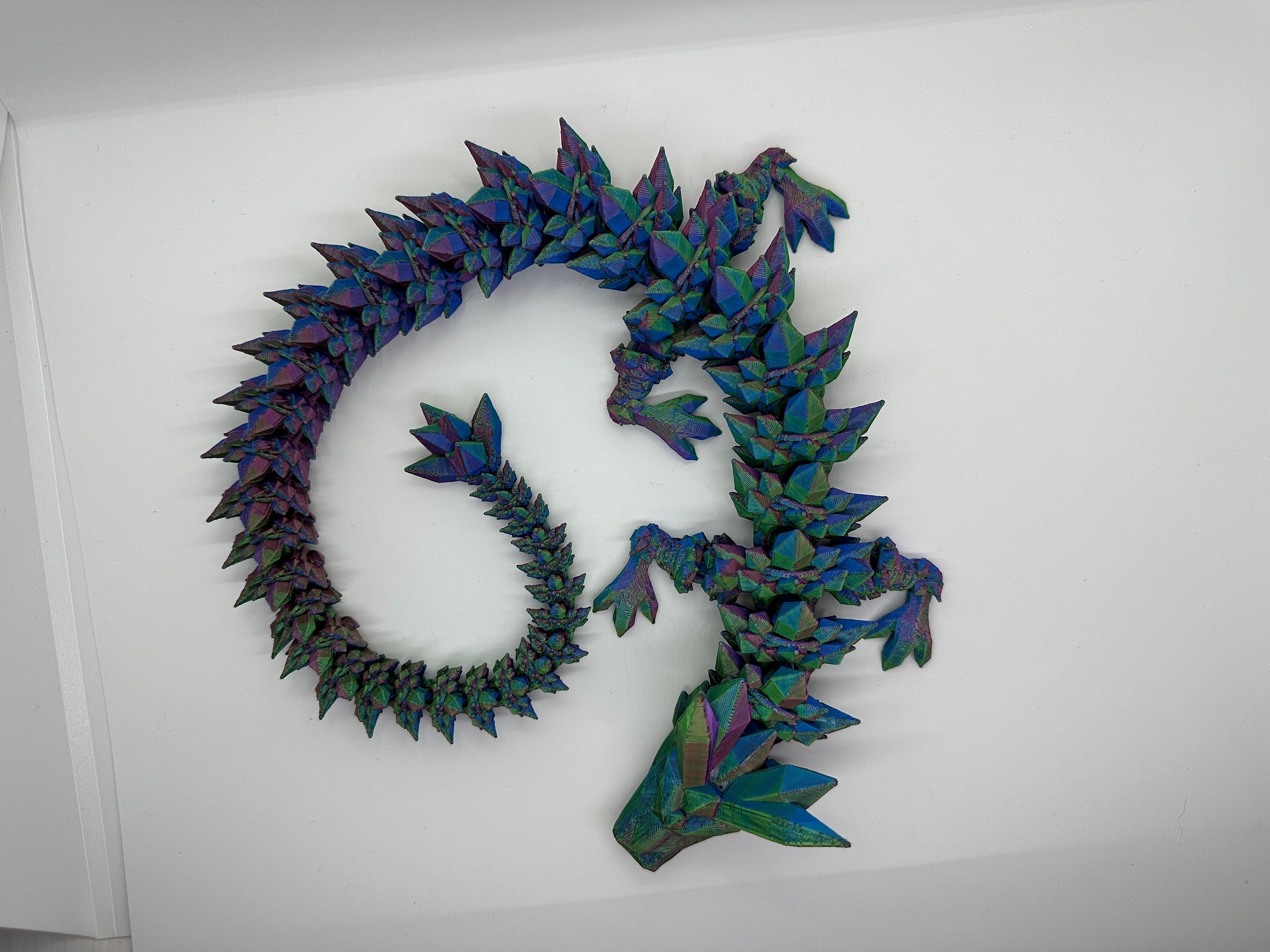 3D Printed Articulating 24 Crystal Dragon Titanium 2 Feet Long Dragon ...