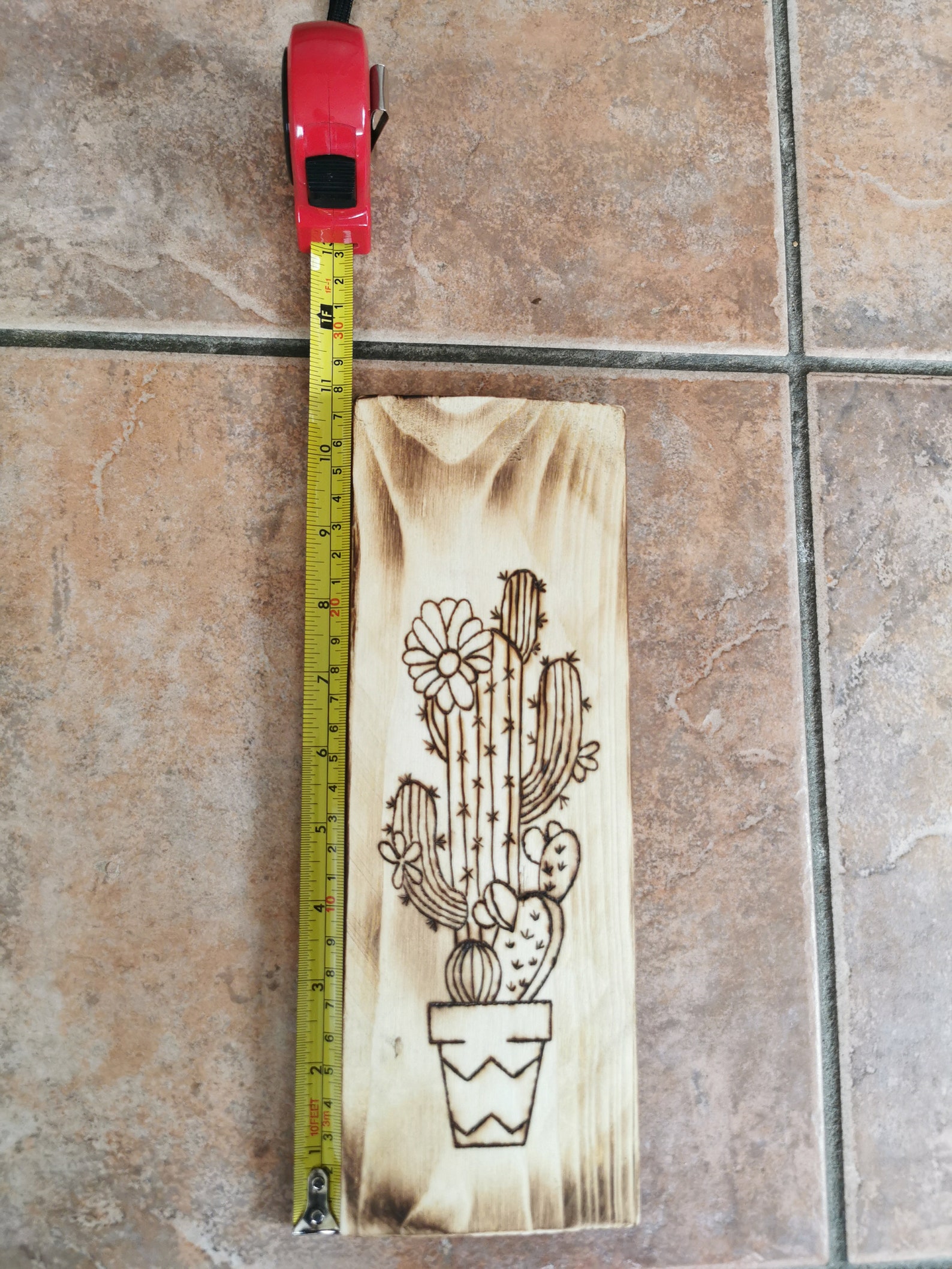 Handmade Gift, Pyrography Wall Art, Cactus Art, Flowers, Handmade Wall ...