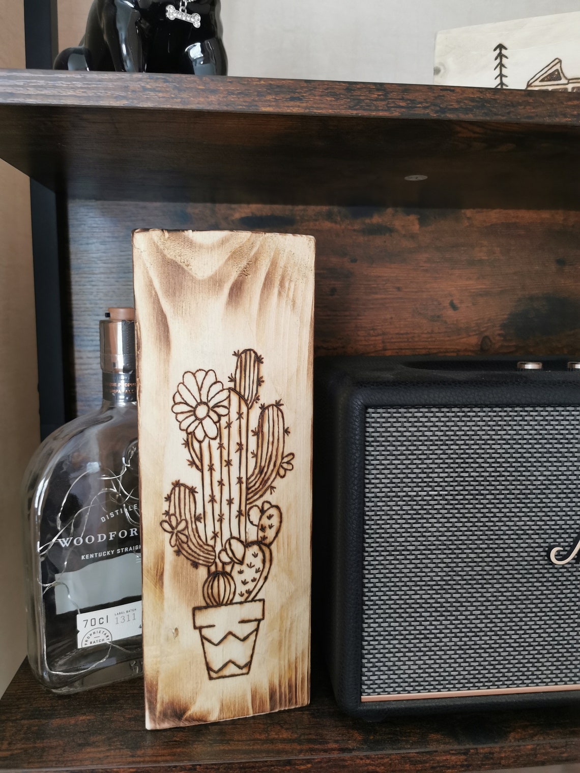 Handmade Gift, Pyrography Wall Art, Cactus Art, Flowers, Handmade Wall ...