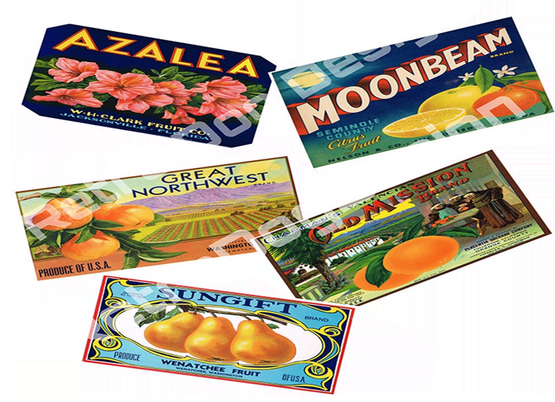 Vintage Fruit Crate Labels, Kitchen Decor, Instant Jpg Download ...