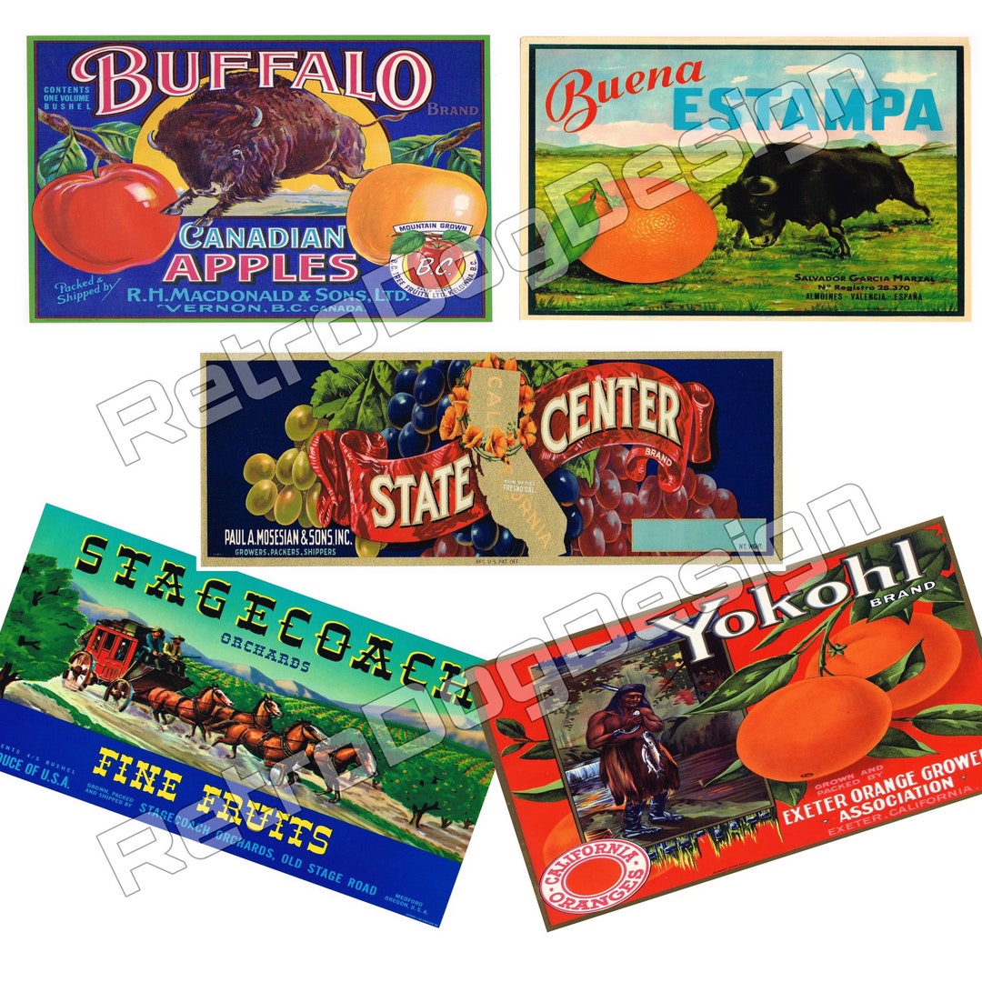 Vintage Fruit Crate Label, Kitchen Decor, Old Apple Crate Labels ...