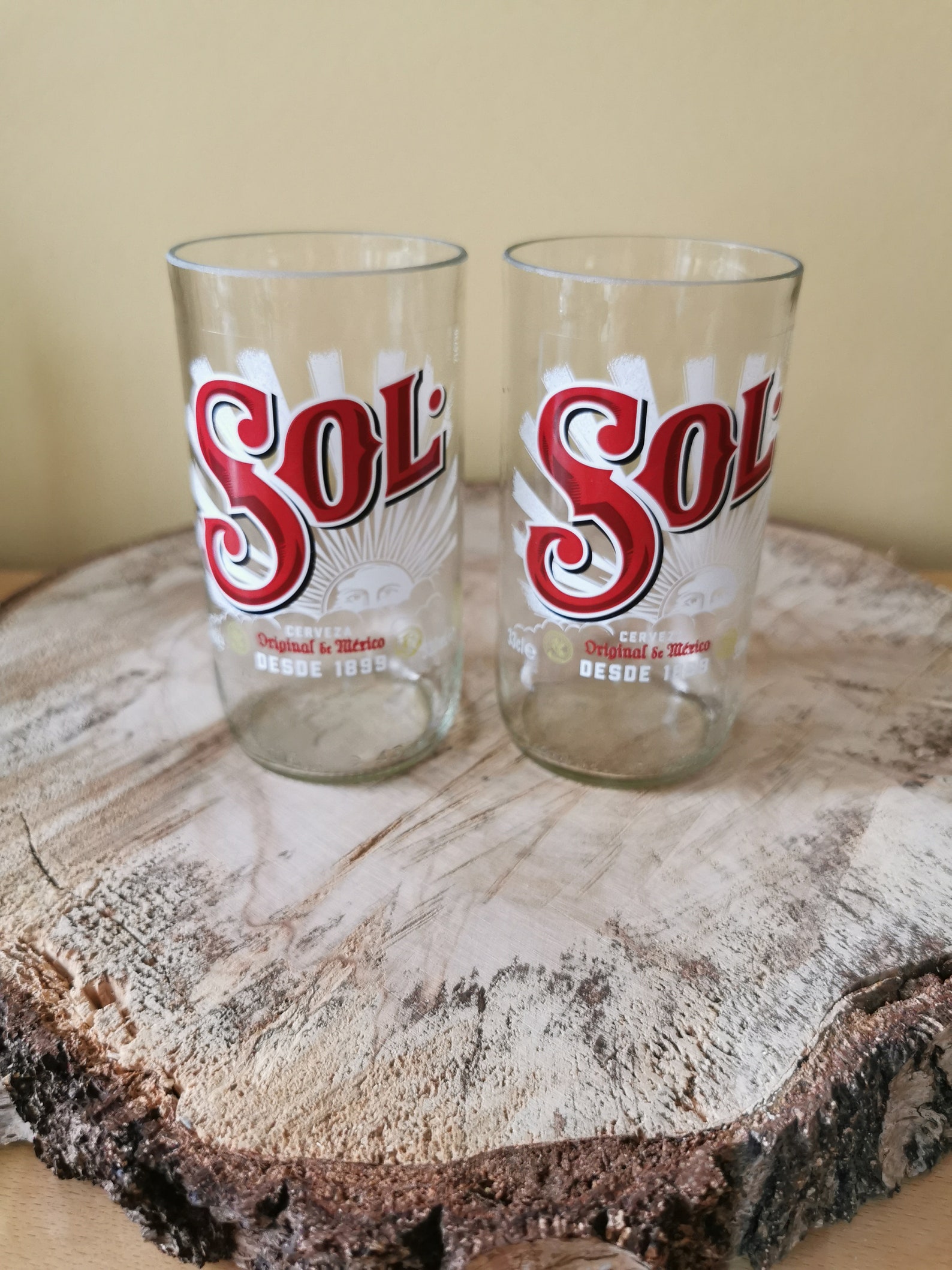 Beer Up-cycled Glasses, Sol Beer, Novelty Gift, Handmade Beer Glass ...