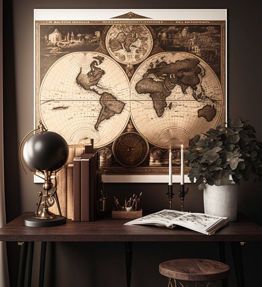 Vintage World Map - Etsy