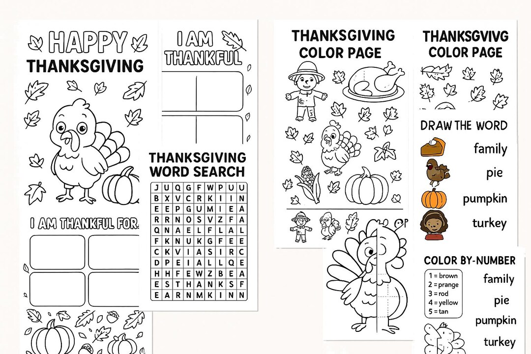 Kids Thanksgiving Activity Kit (10 Printable Pages) - Etsy