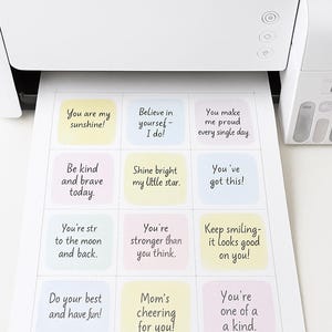 Kids Lunchbox Notes – 36 Watercolor Encouragement Cards (printable PDF ...