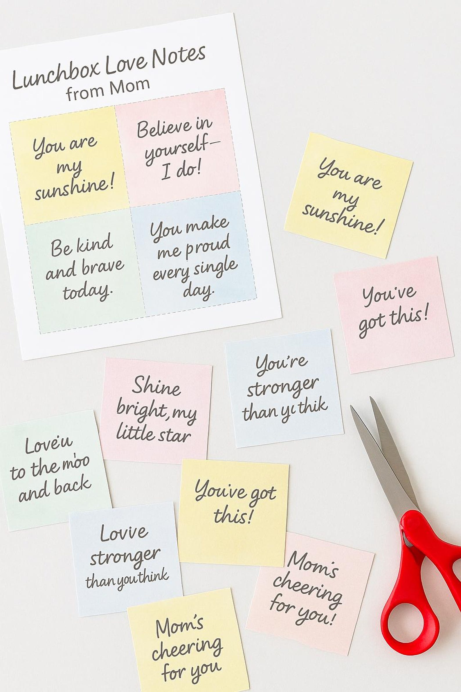 Kids Lunchbox Notes – 36 Watercolor Encouragement Cards (printable PDF ...