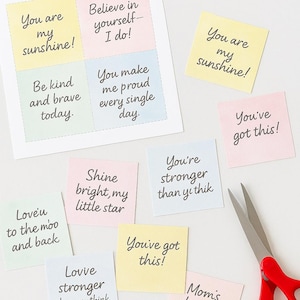 Kids Lunchbox Notes – 36 Watercolor Encouragement Cards (printable PDF ...