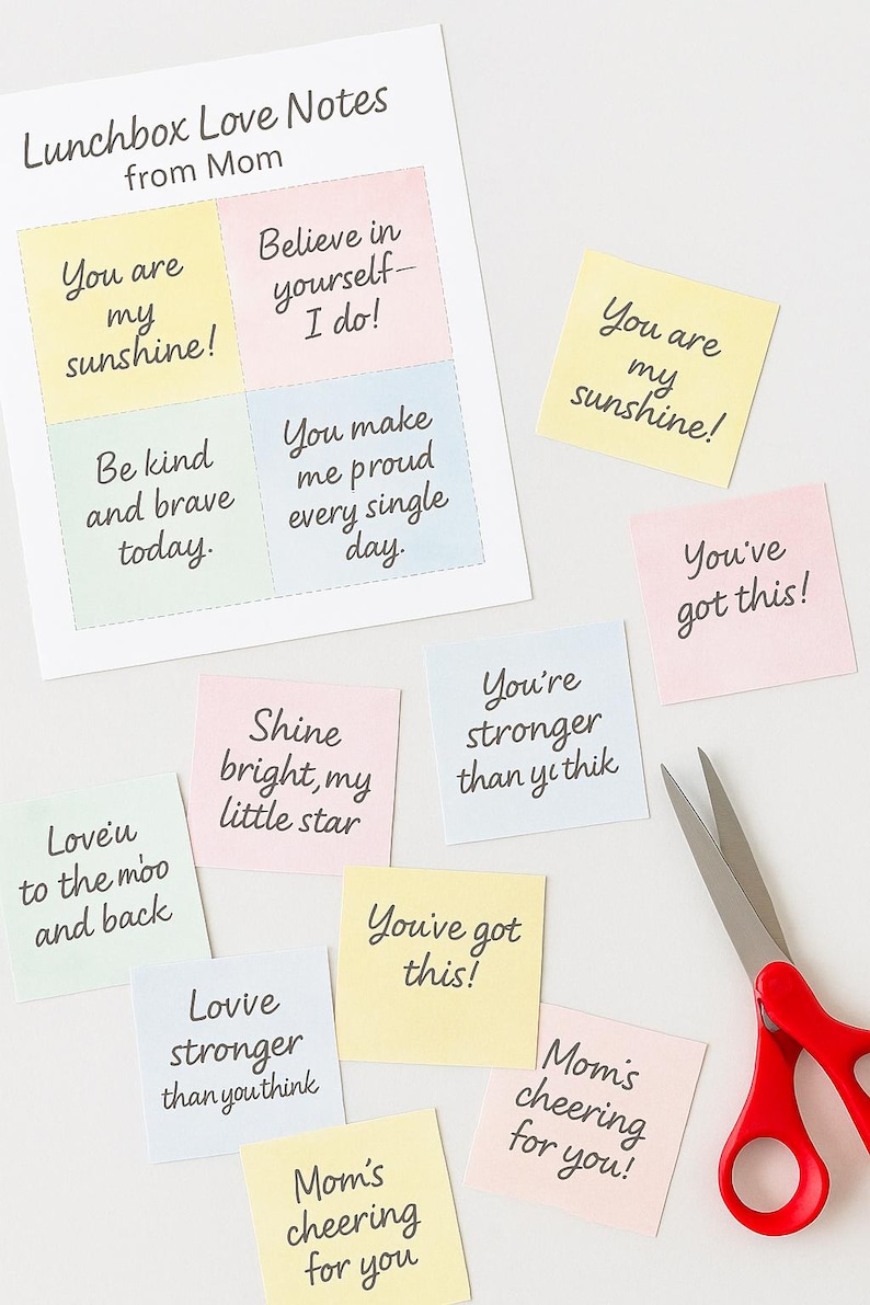 Kids Lunchbox Notes – 36 Watercolor Encouragement Cards (printable PDF ...