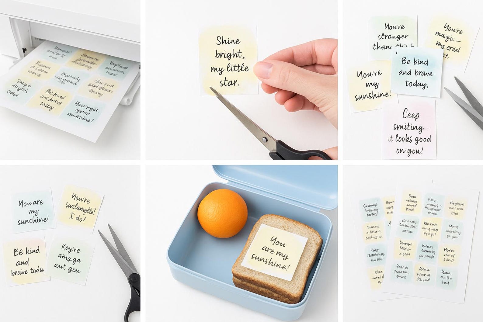 Kids Lunchbox Notes – 36 Watercolor Encouragement Cards (printable PDF ...