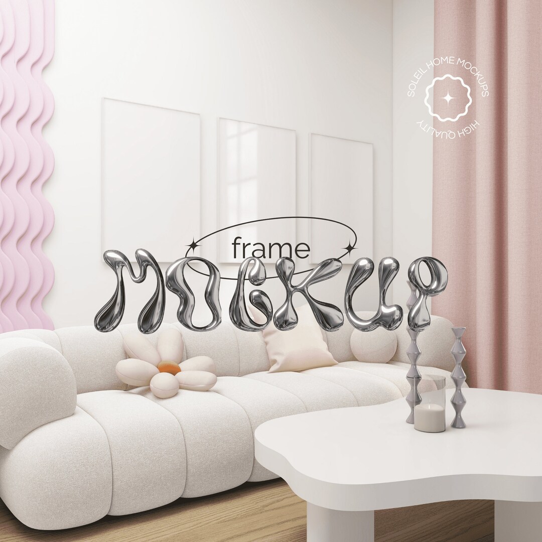 Three Frames Mockup, Colorful Mock up Interior Scene, Pastel and Danish ...