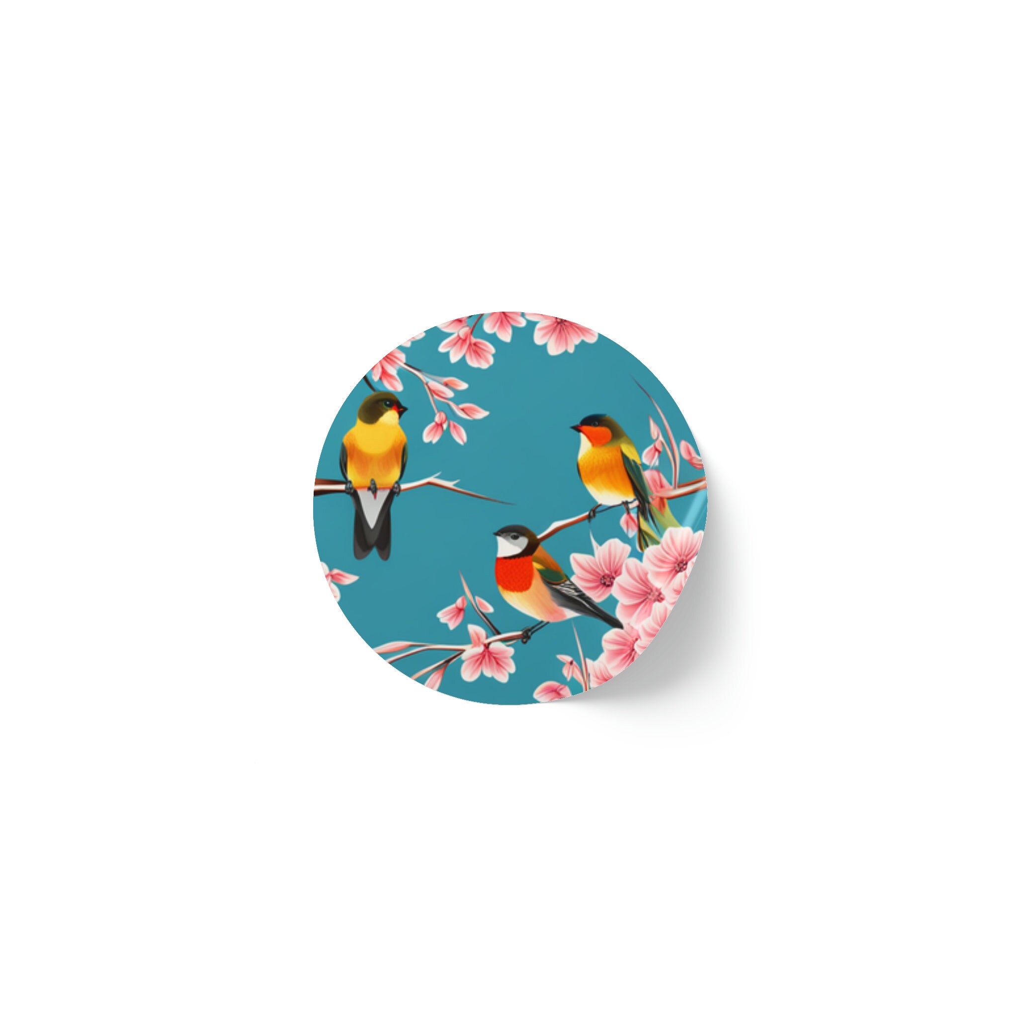 Colorful Birds Round Sticker Label Rolls - Etsy