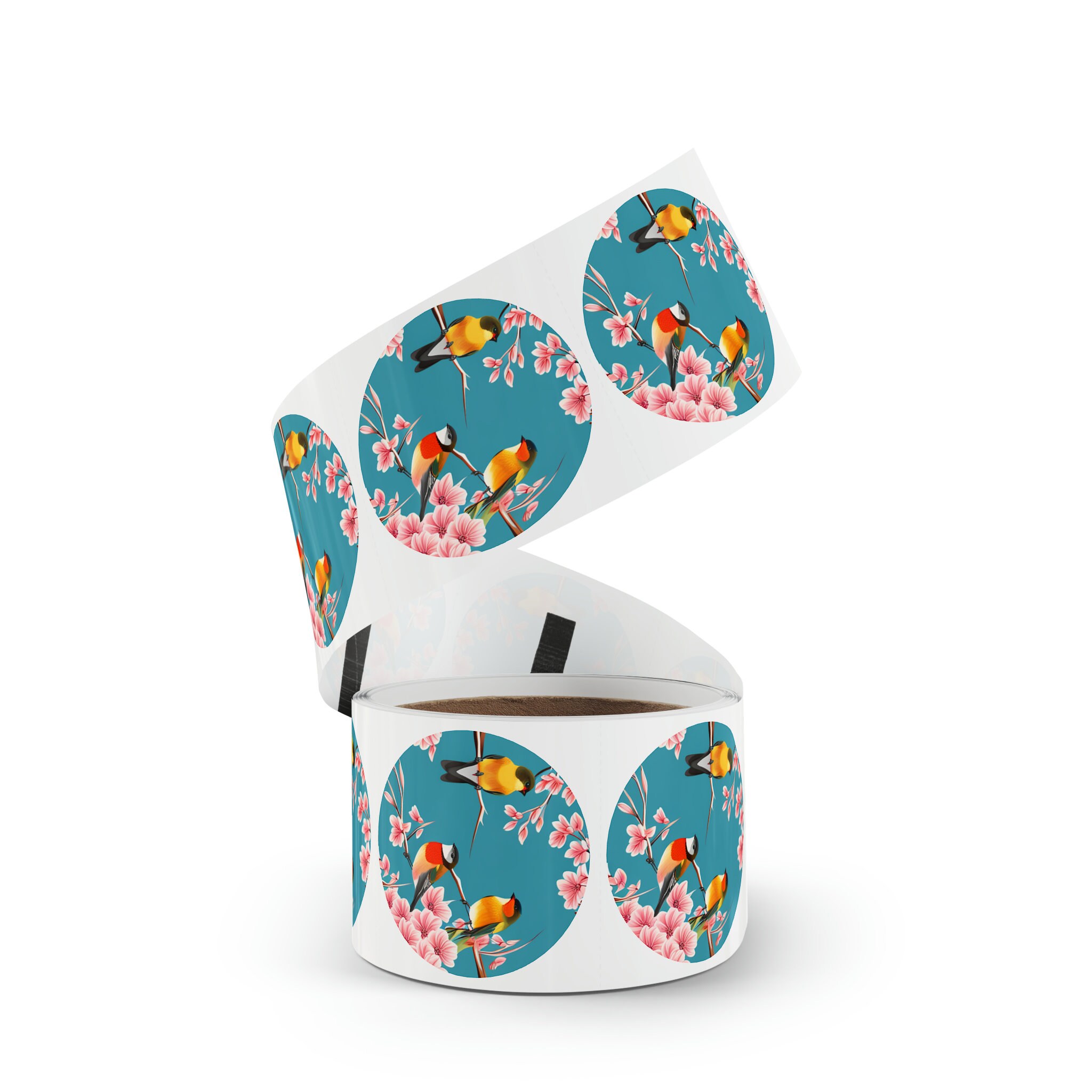Colorful Birds Round Sticker Label Rolls - Etsy