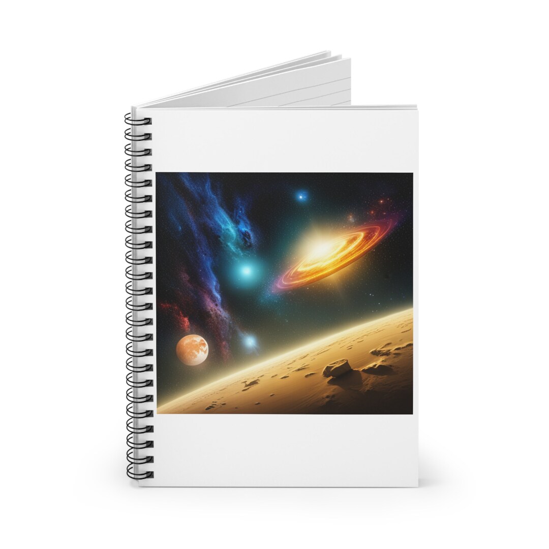Celestial Designs Featuring Stars, Planets, and Galaxies Spiral Journal ...