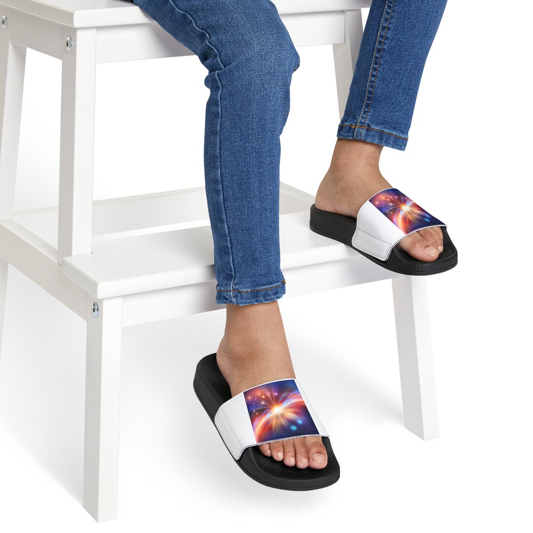 Step Into the Cosmos: Youth PU Slide Sandals With Celestial Designs - Etsy