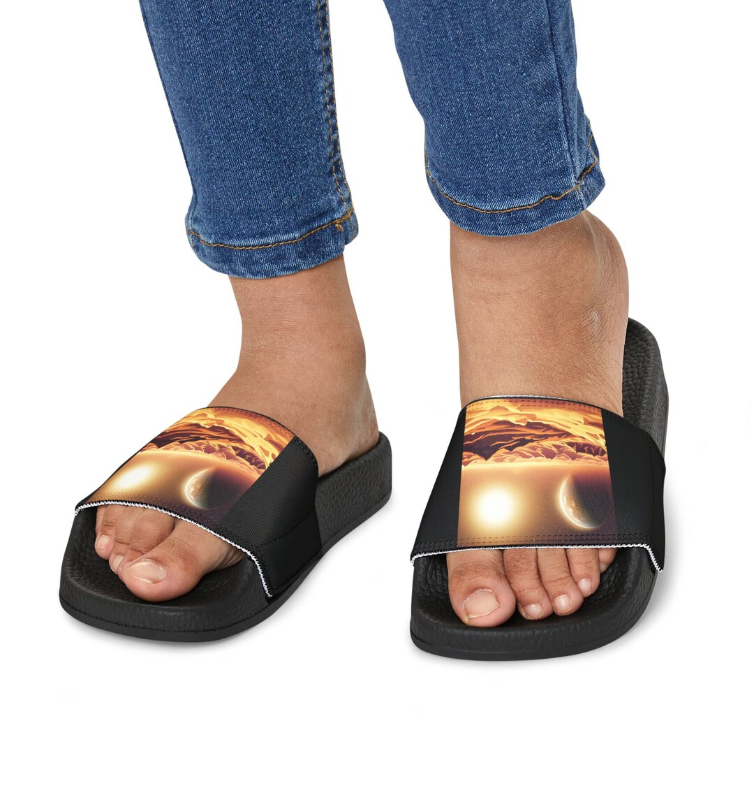 Step Into the Cosmos: Youth PU Slide Sandals With Celestial Designs - Etsy