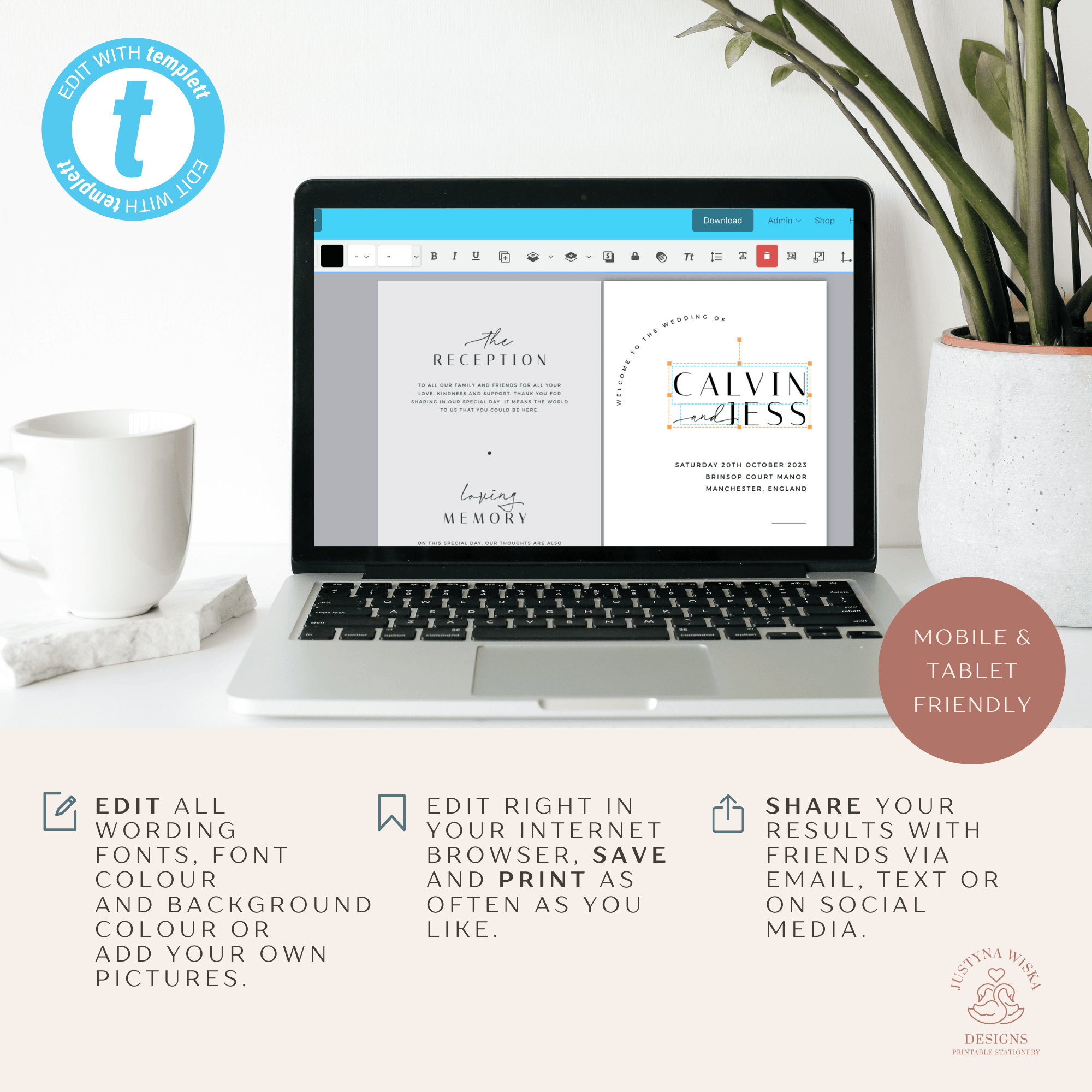 Church Program Wedding, Modern Order of Service, Folded Minimalist ...