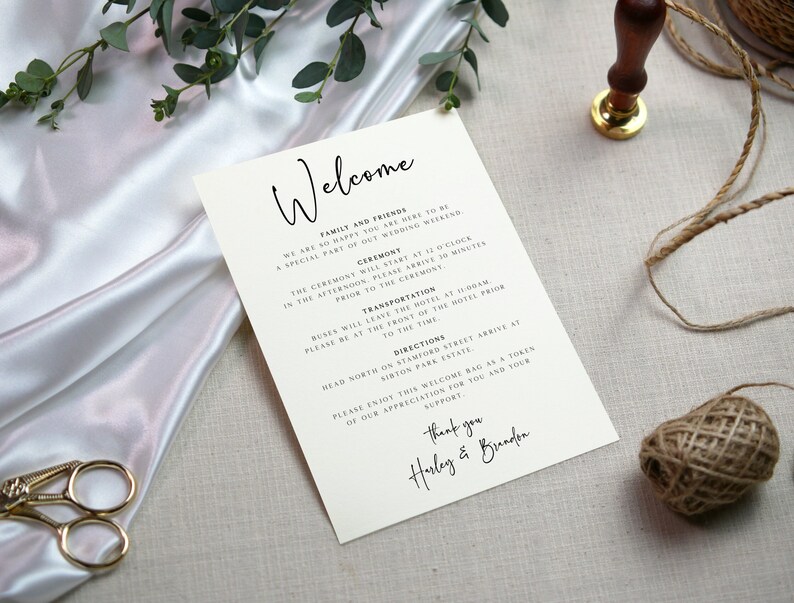 Wedding Welcome Letter Template, Welcome Letter Printable, Welcome Bag ...