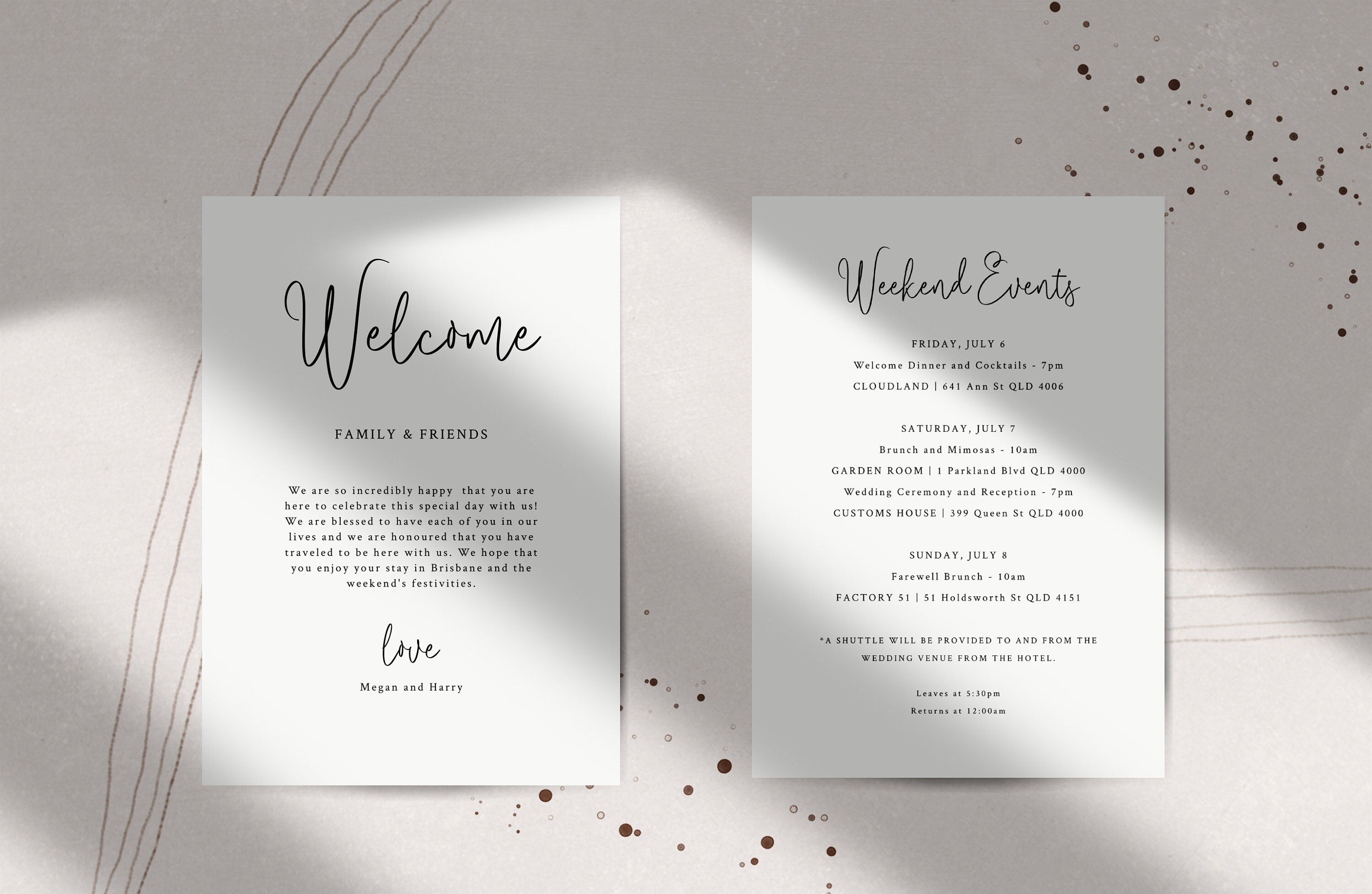Minimalist Welcome Letter Template, Wedding Timeline Schedule, Modern ...