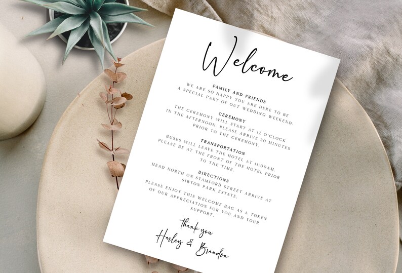 Wedding Welcome Letter Template, Welcome Letter Printable, Welcome Bag ...