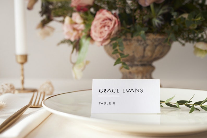 Modern Wedding Place Cards, Printable Place Card Templates, Minimal ...