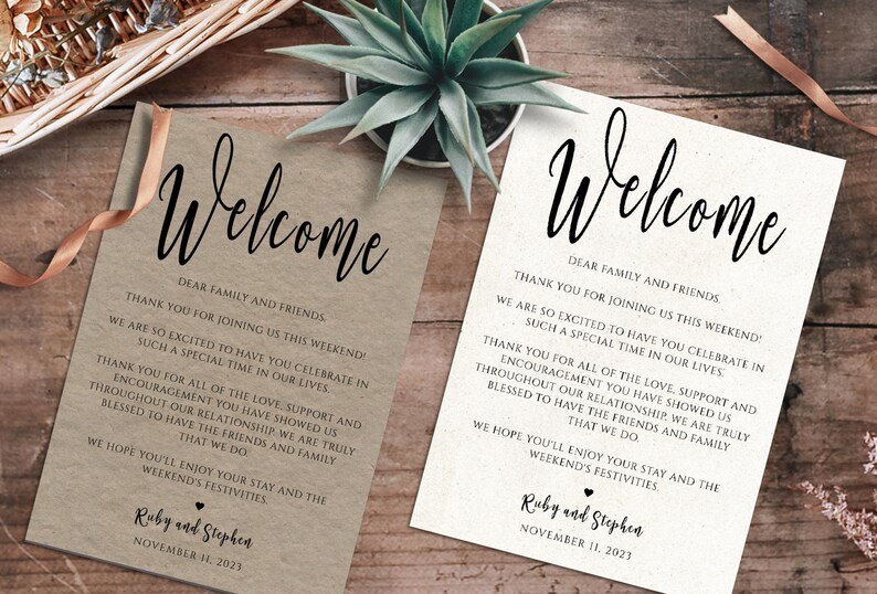 Wedding Welcome Letter Template, Welcome Letter Printable, Welcome Bag ...