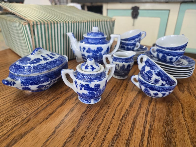 1950s Vintage Blue Williow Miniature Tea Set - Etsy