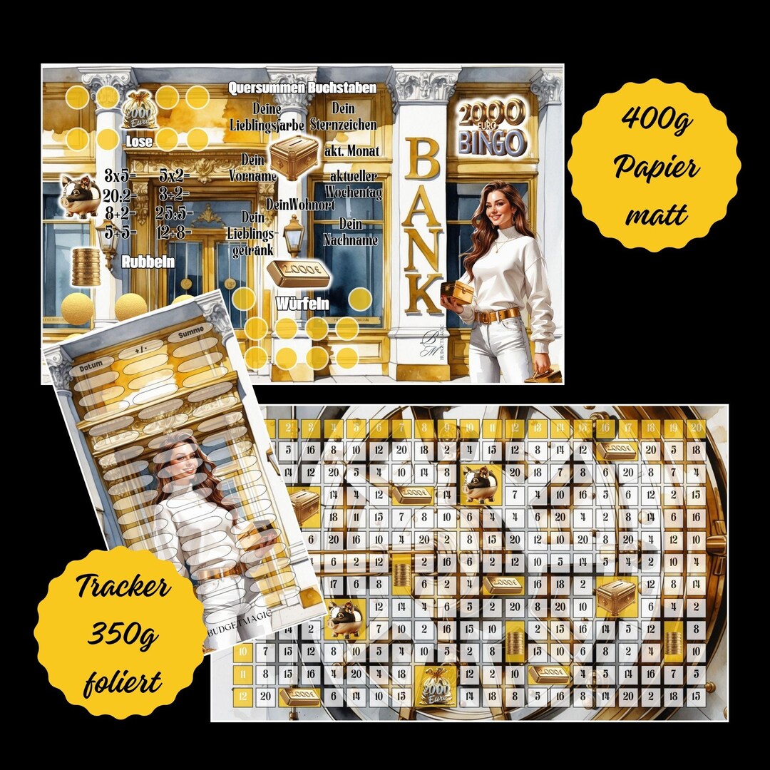 2000 Euro Bingo / Folding Card / Envelope Method / A 6 / Savings ...