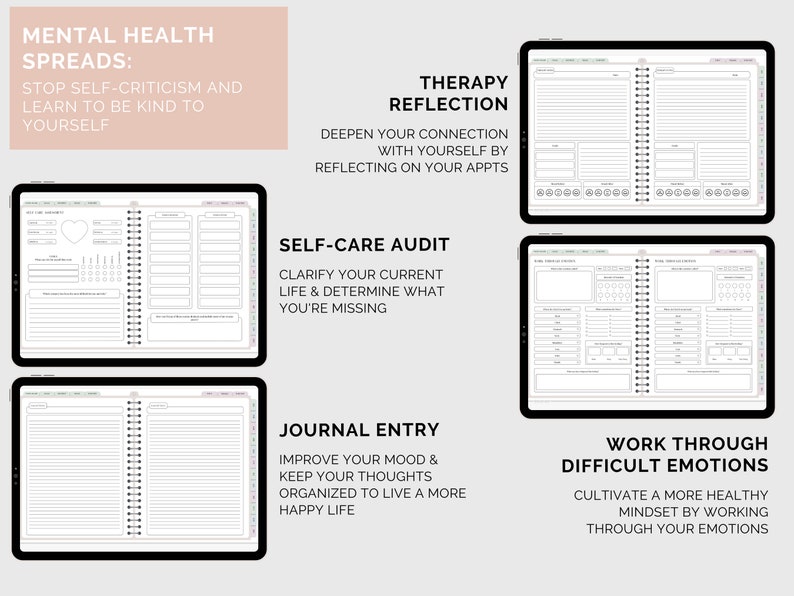Digital Self Care Planner for iPad Tablet, Undated Self Care Journal ...