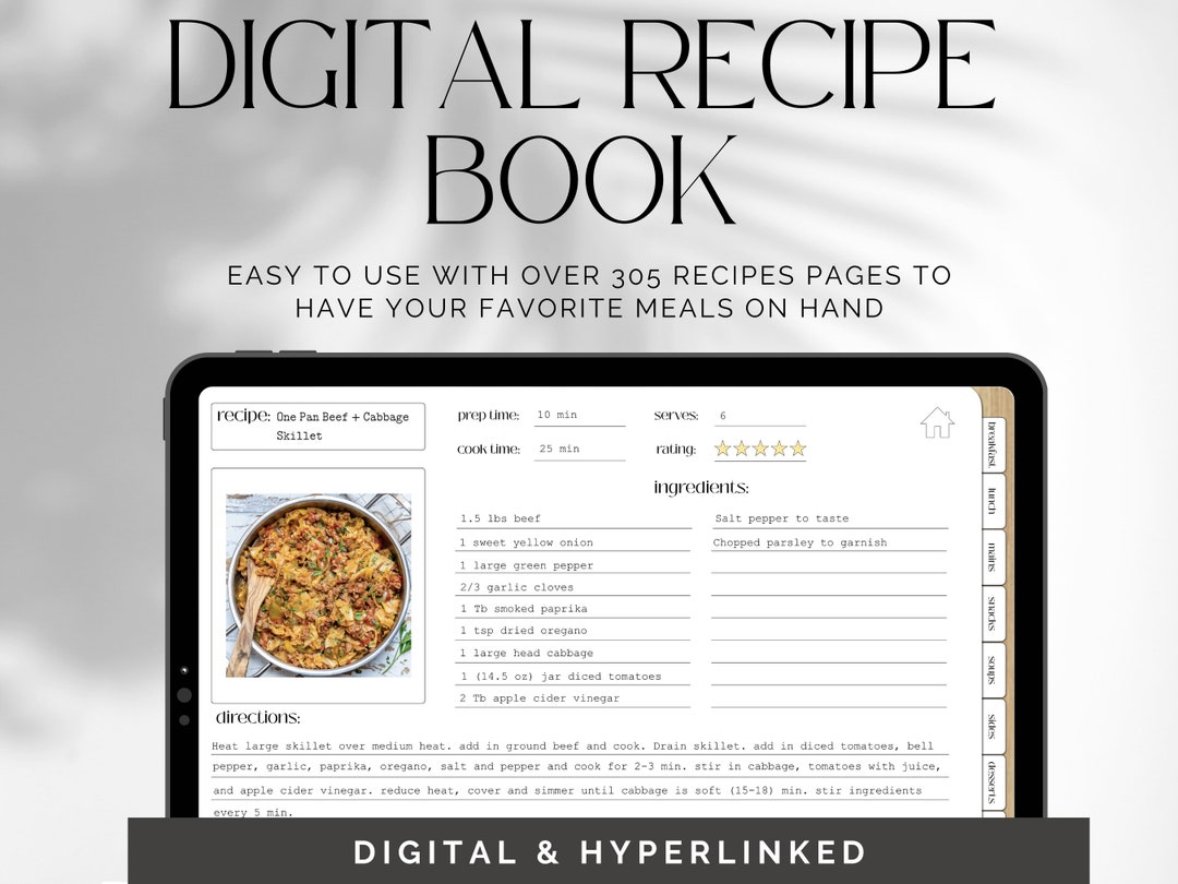 Digital Recipe Book for Ipad, Goodnotes, Notability, Digital Cookbook ...