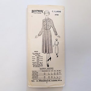 Bestway C 1,405 50s Vintage Sewing Pattern for Women's Dress Bust 38 ...