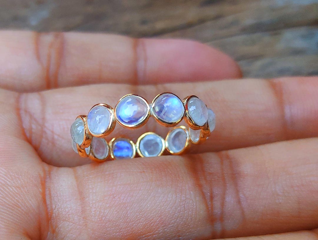 Moonstone Eternity Ring, 18k Solid Gold Elegant Ring, Band Ring ...