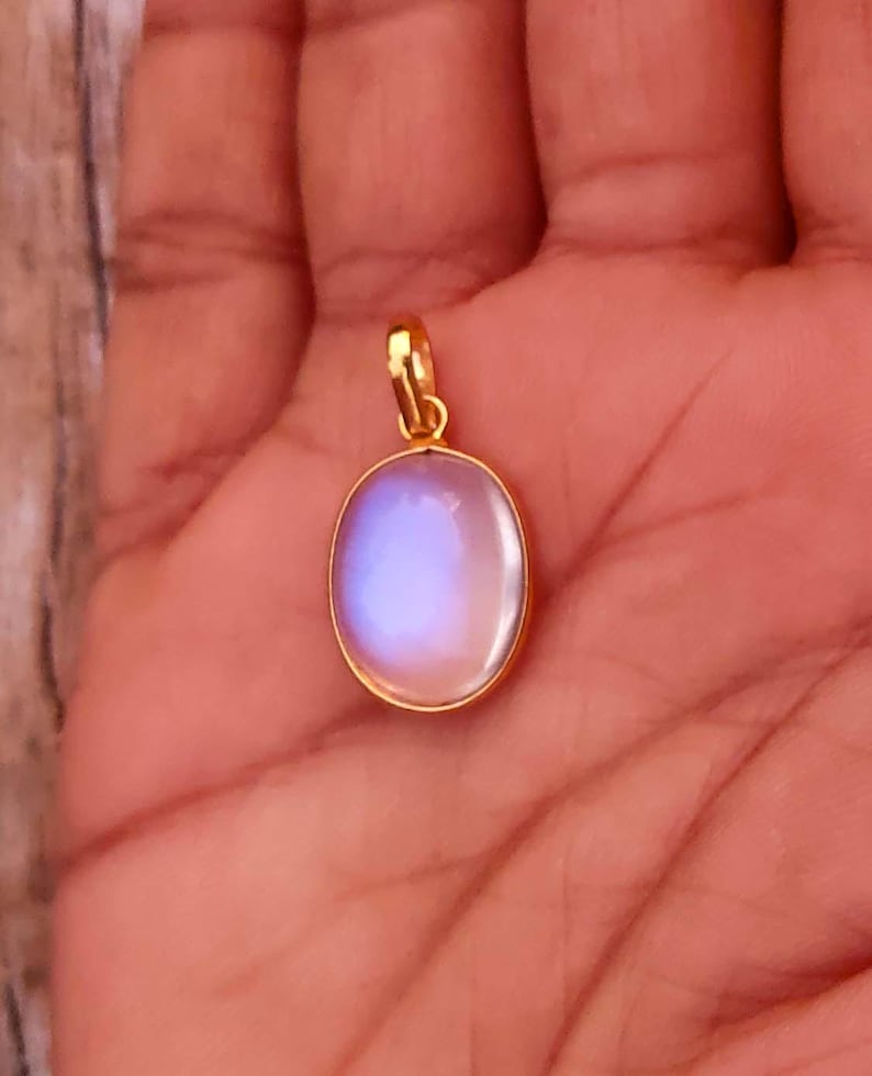 Handmade Rainbow Moonstone Pendant, 925 Sterling Silver Gold Plated ...