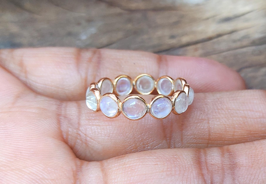 Moonstone Eternity Ring, 18k Solid Gold Elegant Ring, Band Ring ...