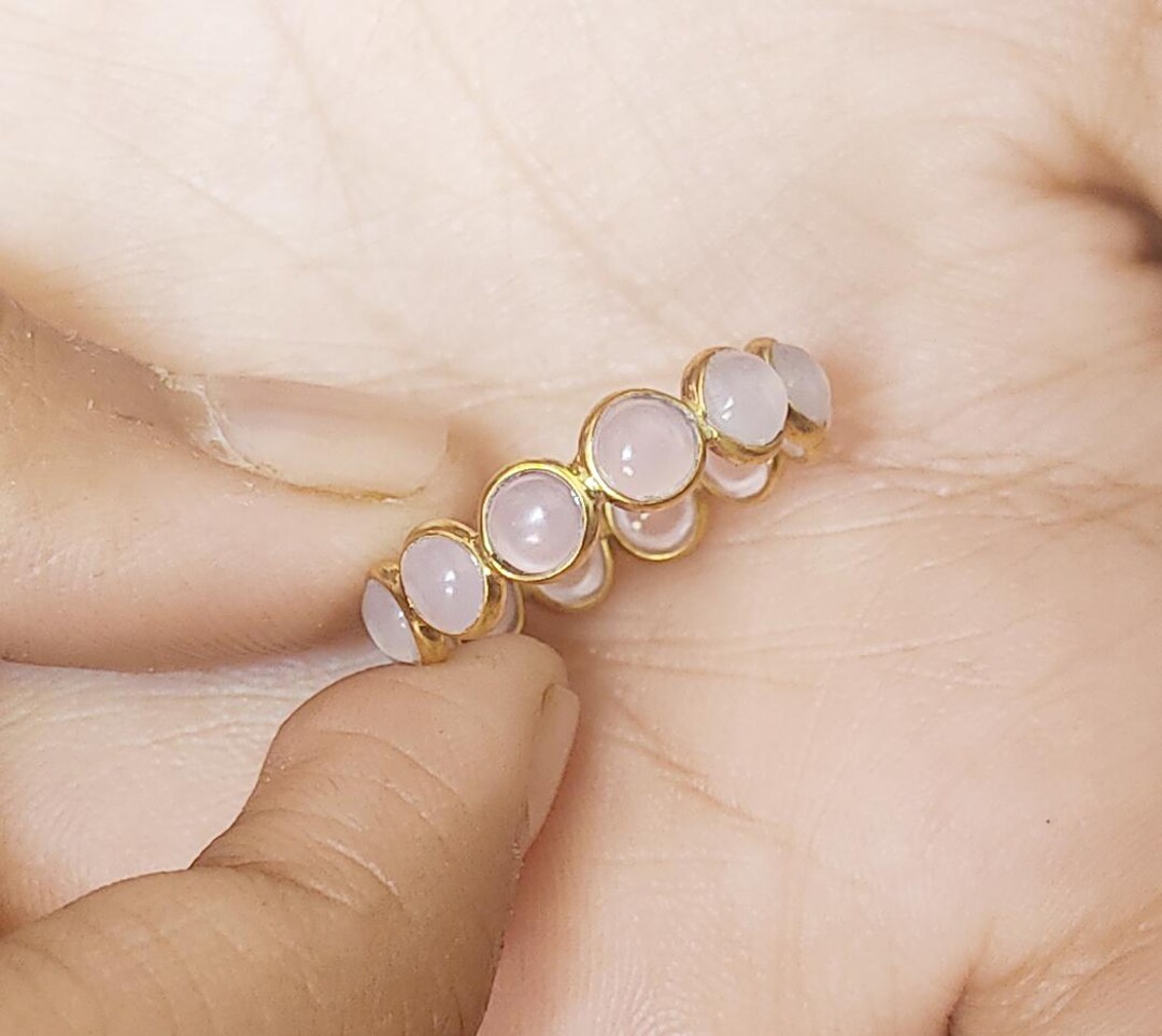 Rose Quartz Eternity Ring, 18k Solid Gold Elegant Ring, Band Ring ...