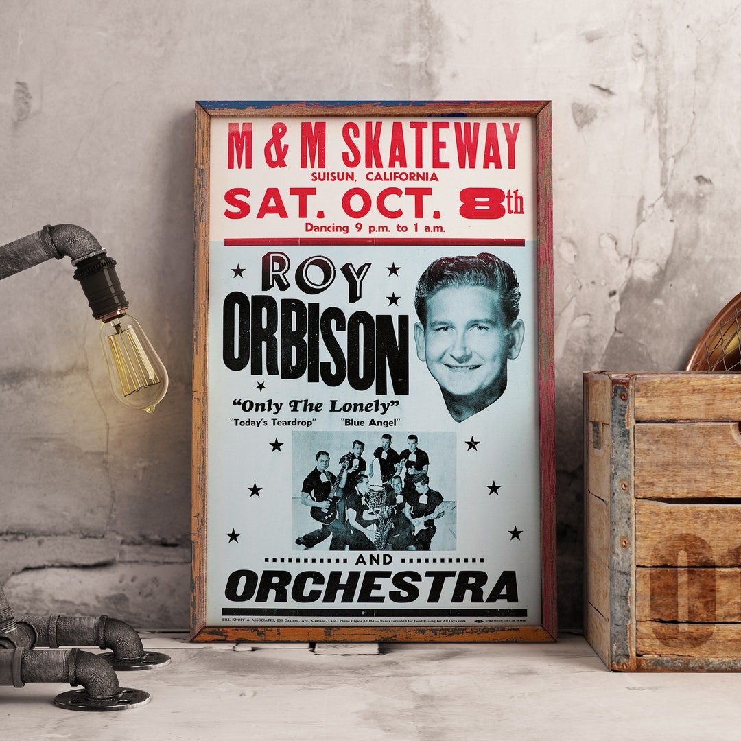 Roy Orbison 1960 California Roller Rink Concert Poster Art Collectable ...
