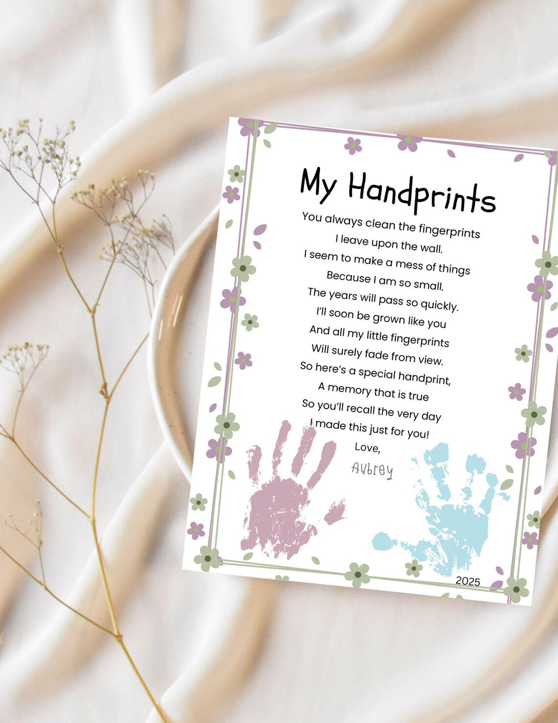 Handprint Poem Printable Gifts, Gifts for Her, Printable Child ...