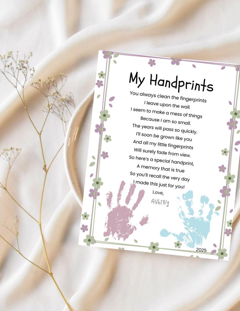 Handprint Poem Printable Gifts, Gifts for Her, Printable Child ...