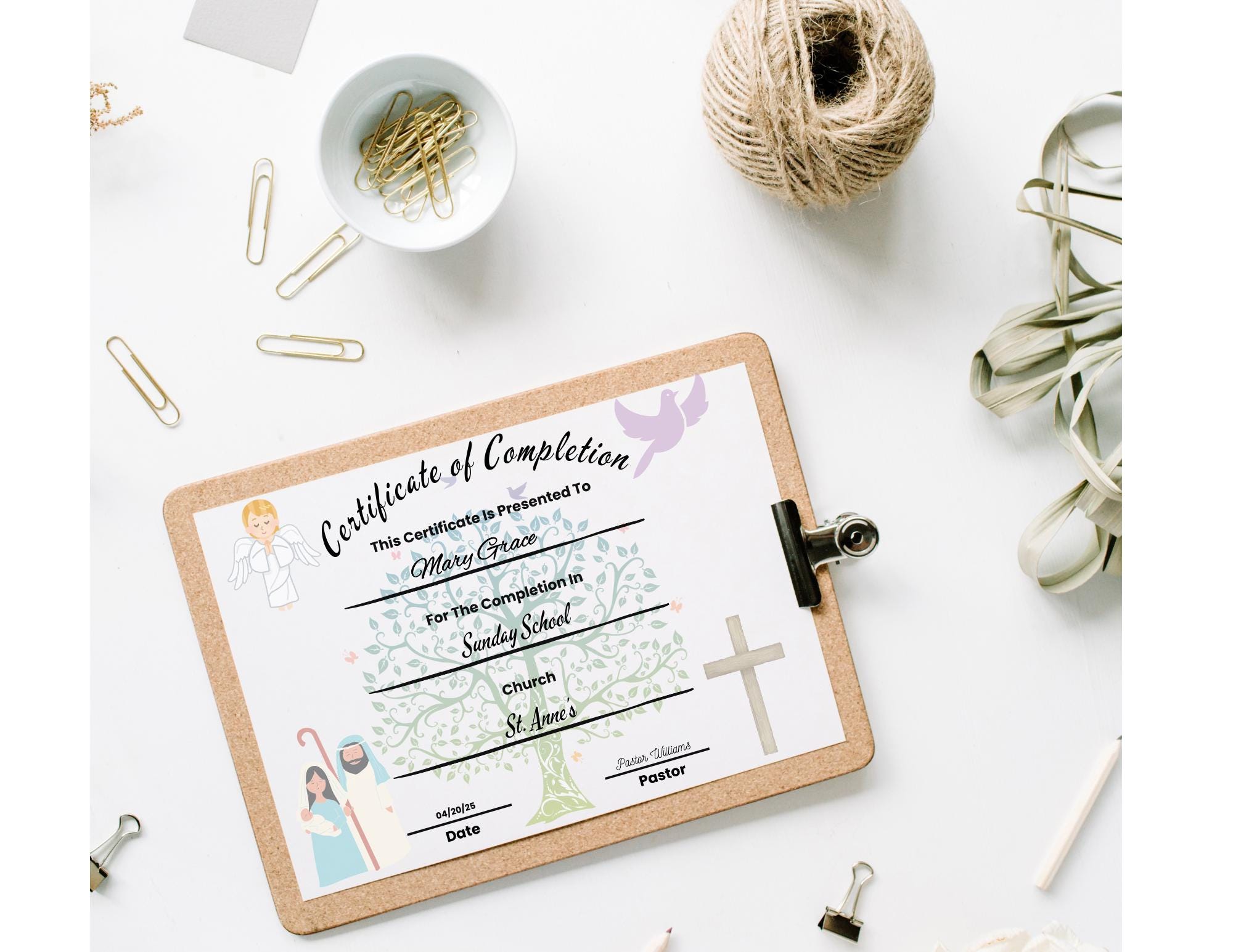 Religious Certificate of Completion Printable Template, Sunday School ...